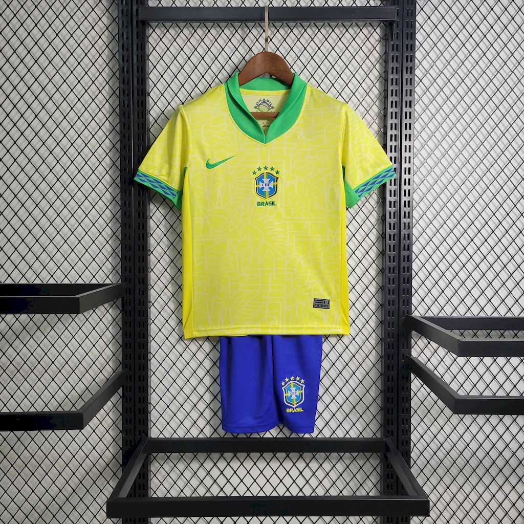 Brazil Home Kids Kit Soccer Jersey 2024/25 – Alibebe Sports